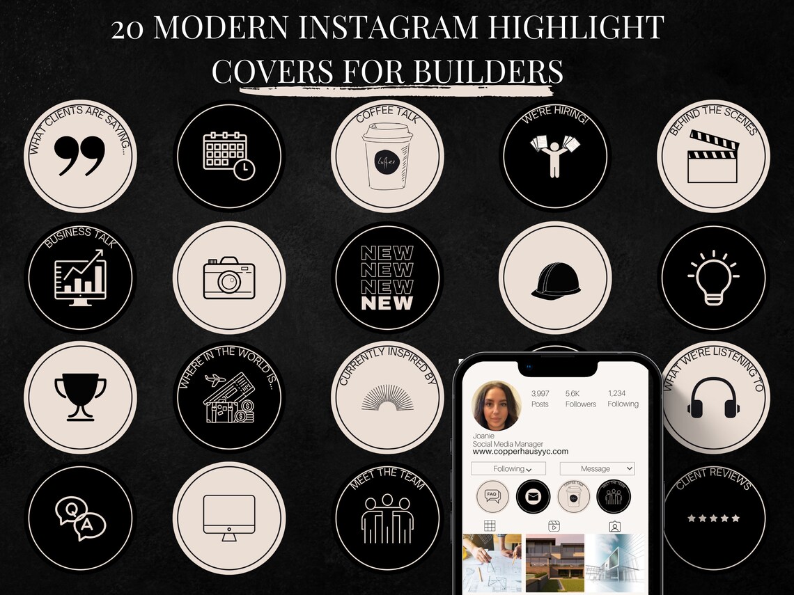 20 Modern Instagram Highlight Covers for Builders, Construction ...