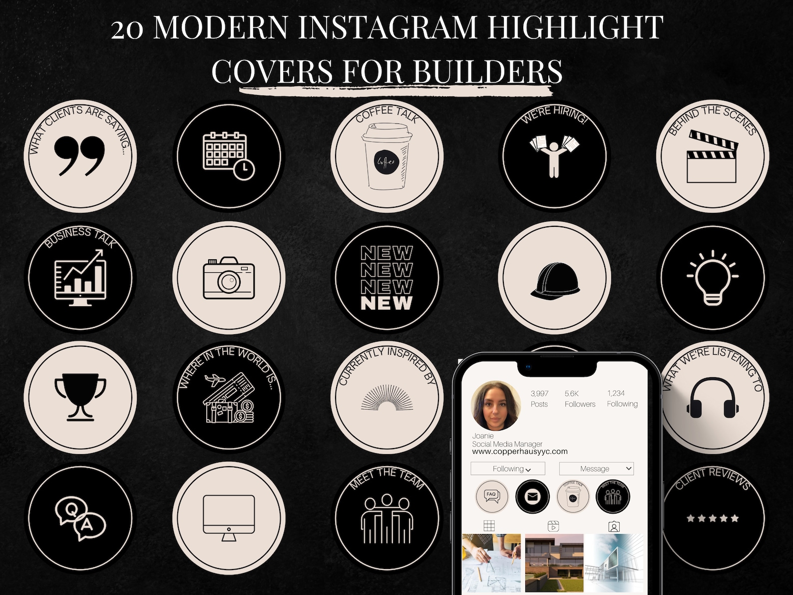 20 Modern Instagram Highlight Covers for Builders, Construction ...