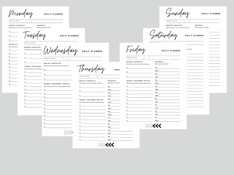 Daily Planner for Construction, Printable Planner, Daily Tracker, Home ...