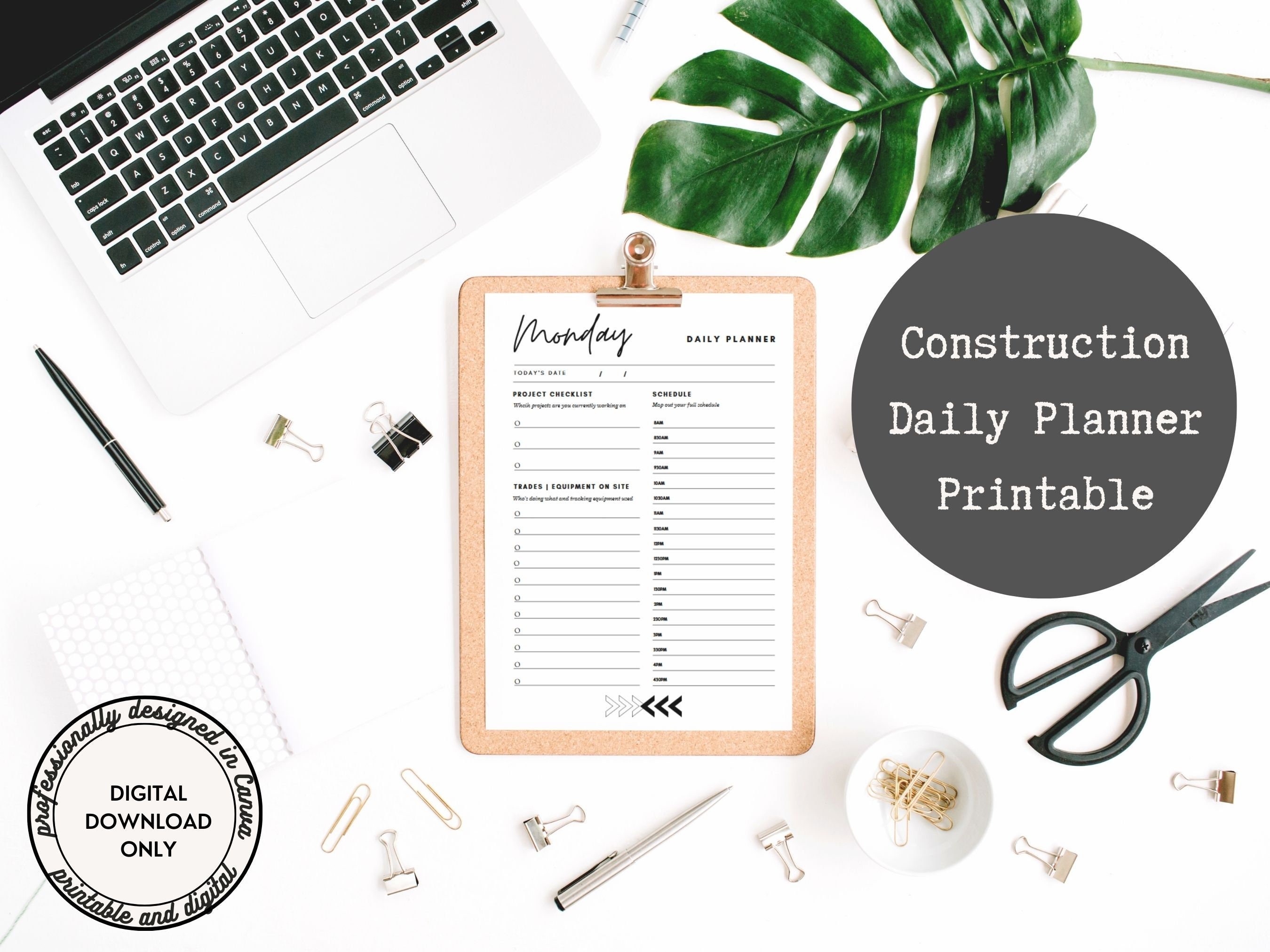 Daily Planner for Construction, Printable Planner, Daily Tracker, Home ...