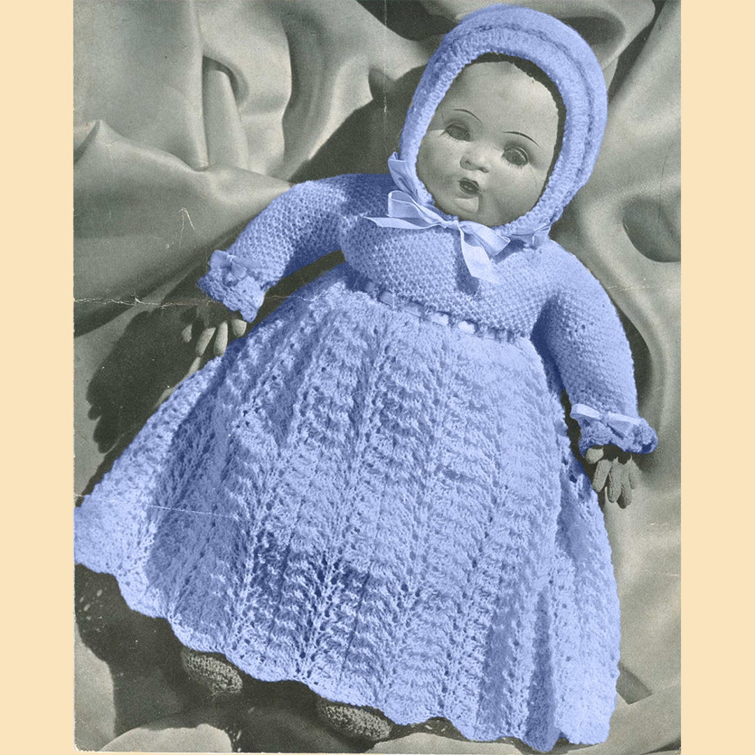 Vintage Doll Knitting Pattern Essie Baby ~ Larkspur Bud Set 5 Pieces 3 ...