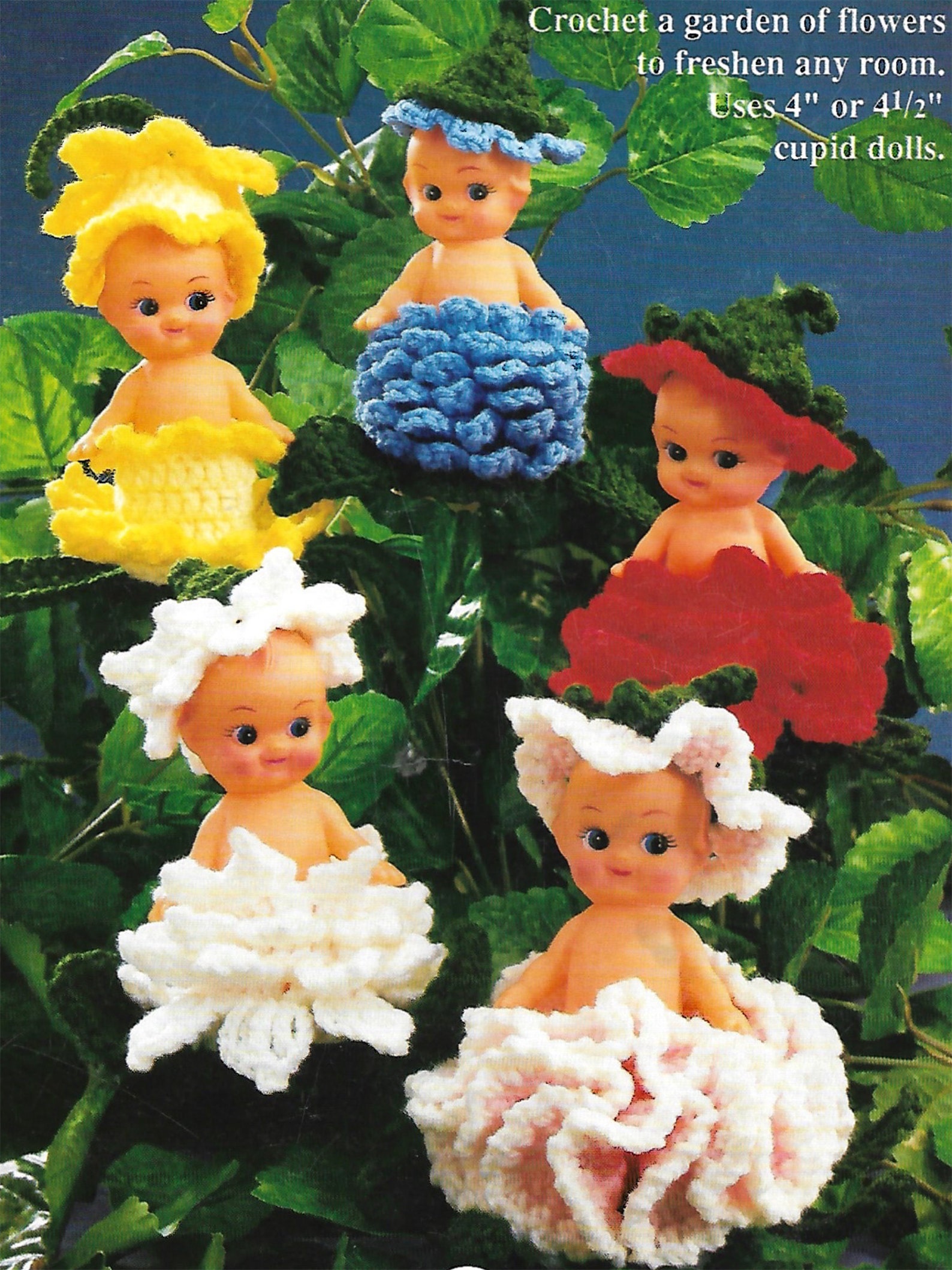 Crochet Pattern Bud Babies Cupid Dolls in 5 Fragrant Flowers Freshener ...
