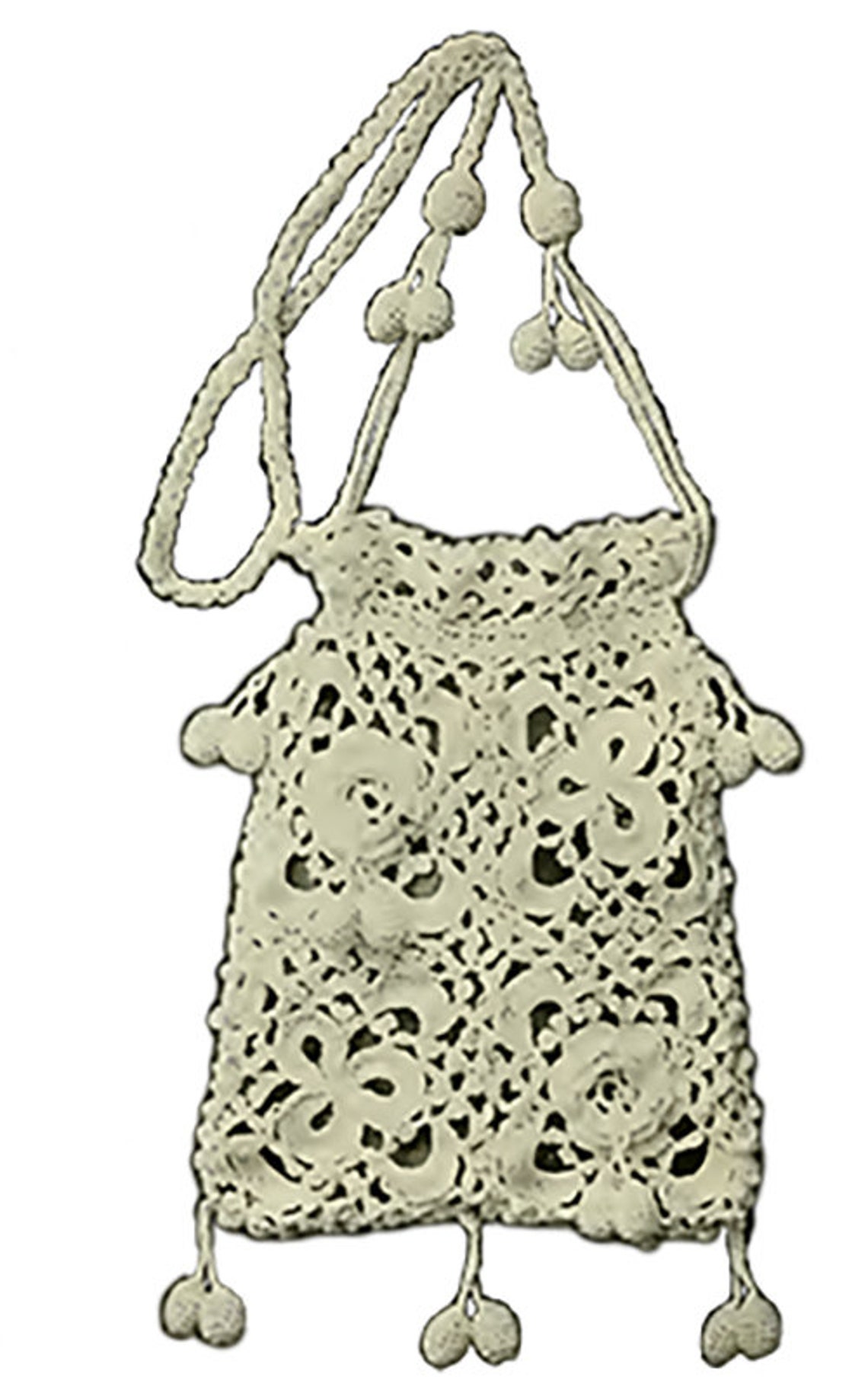 Crochet Pattern Rose Shamrock Baubles Antique Reticule 1912 Bag in ...