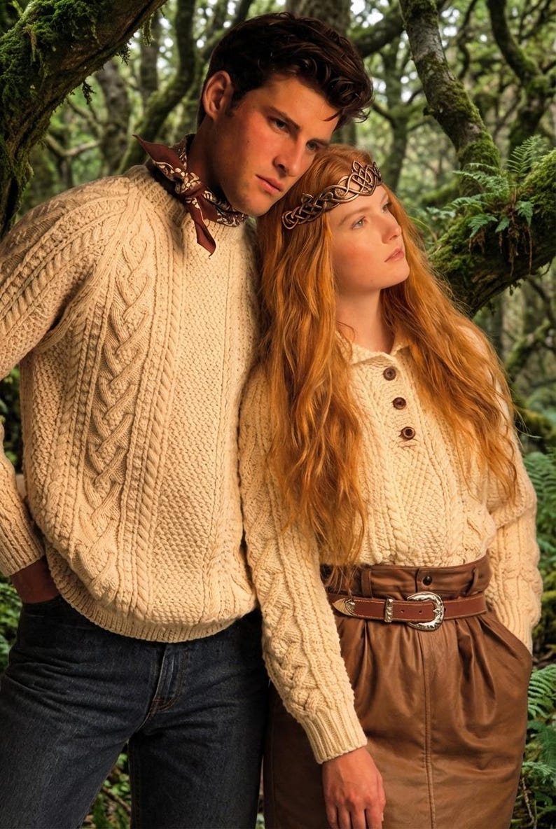 Vintage Knitting Pattern Aran Jumpers 86-112cm Collar and Crew Neck ...