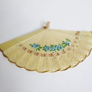 Antique Celluloid Cream Colored Fan With Hand Embroidered Blue /green ...
