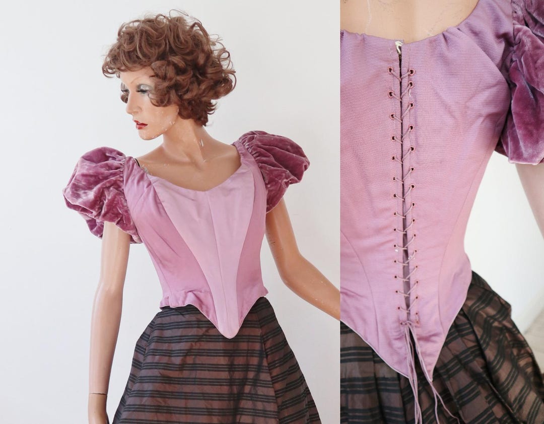 Antique Pink Victorian Corsage Top // 1890s Voluminous Short Sleeved ...
