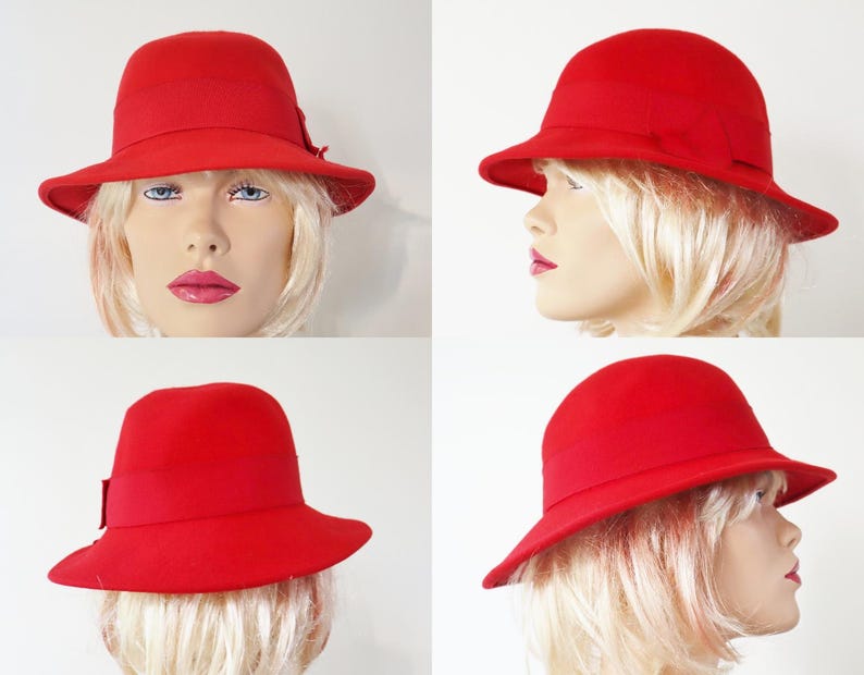 Red 70s80s Felt Hat // H.W. Buncke Aarhus // Size 55 - Etsy