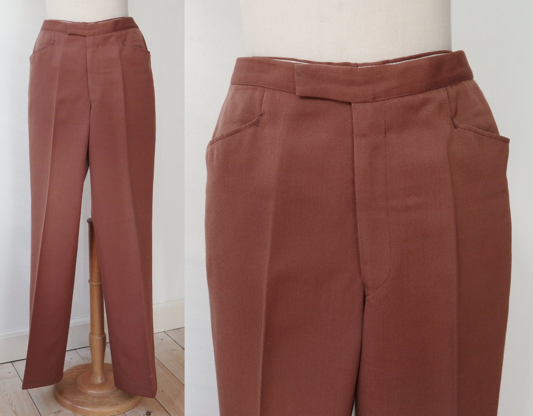 Brown 70s Mens Bell Buttom Pants // Terylene Wool Pants - Etsy