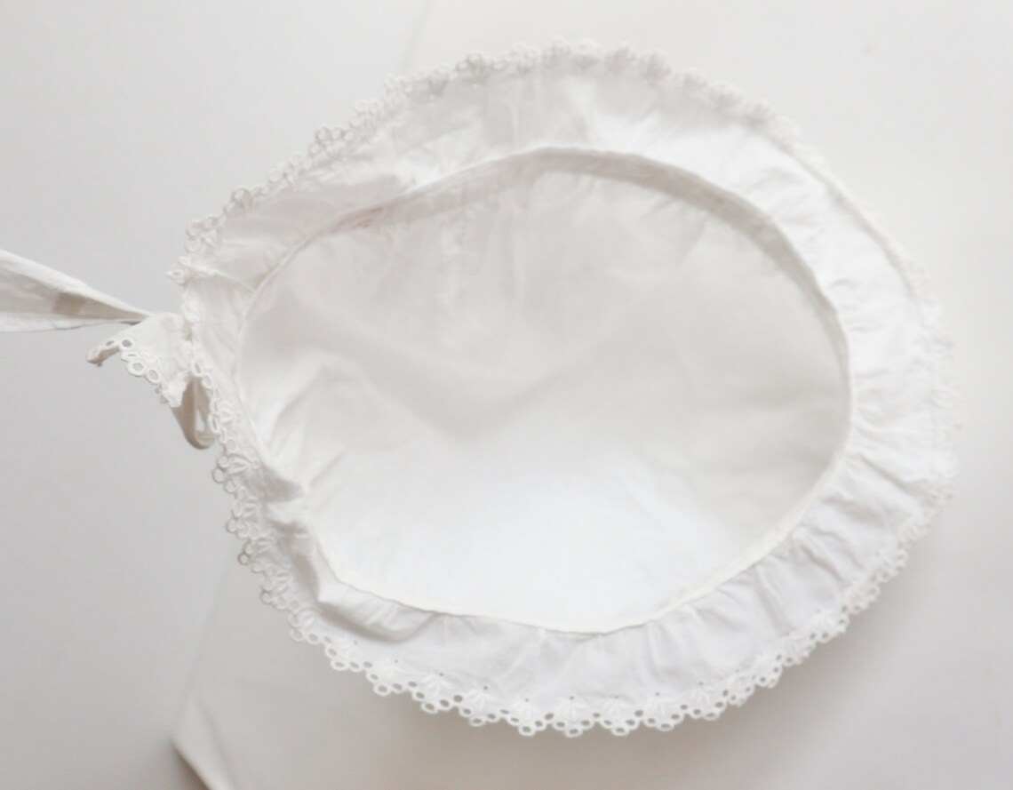 Authentic White Maids Cap/sun Hat With Tie Band & Broderie Anglaise ...