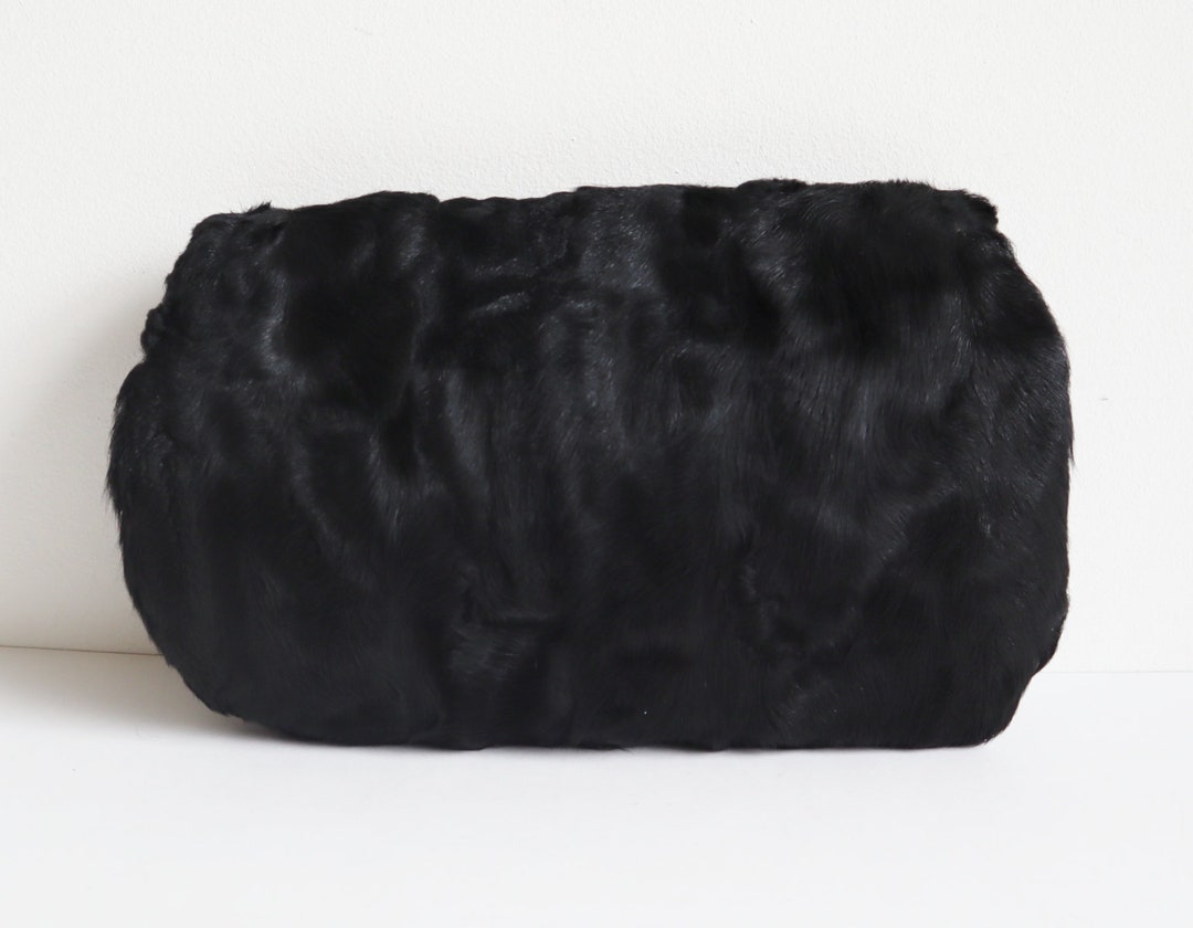 Beautiful 30s Black Vintage Hand Muff With Strap // Compartment With ...