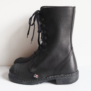 Black Danish 90s Vintage Leather Lace up Military Boots // Brynje Boots ...