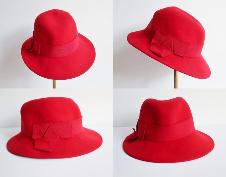 Red 70s80s Felt Hat // H.W. Buncke Aarhus // Size 55 - Etsy