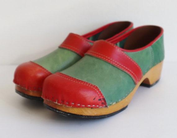 Red Green DEADSTOCK 70s Clogs // TT Clogs // Size 39 - Etsy