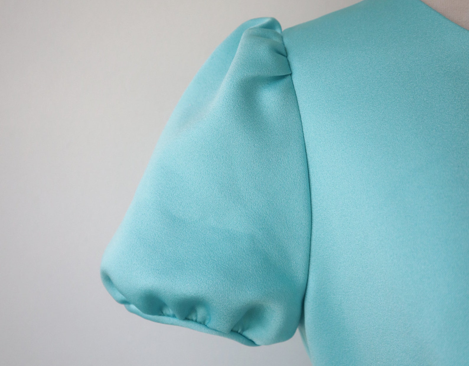 Turquoise Blue 70s Vtg. Maxi Dress With Ruffles/puff Sleeves // Size S ...