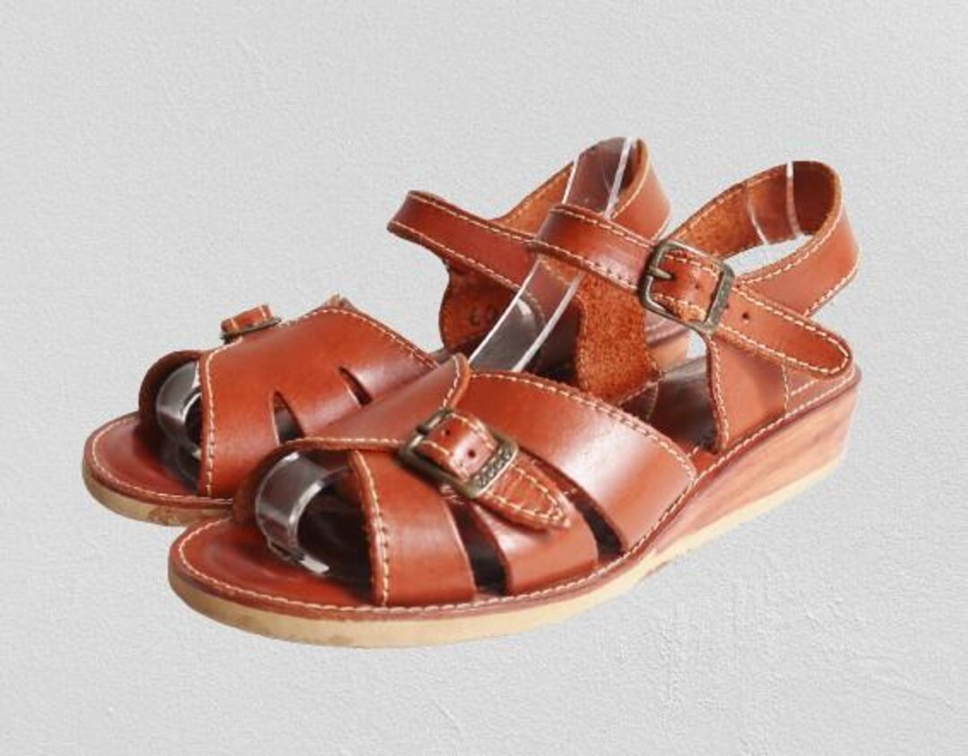 60s 70s Classic Iconic ECCO Vintage Naturals Sandals // Tan Leather ...
