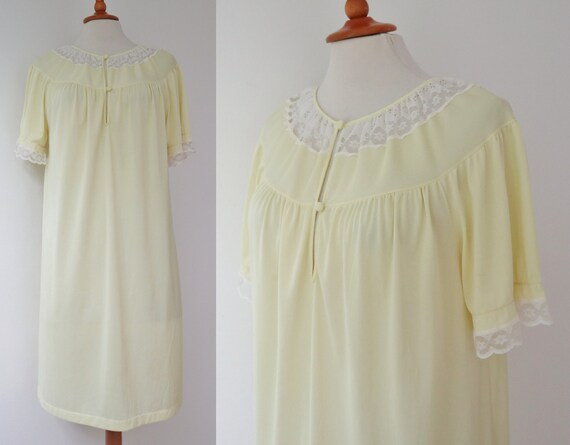 Yellow Lingerie Night Robe With White Lace // Exclus… - Gem
