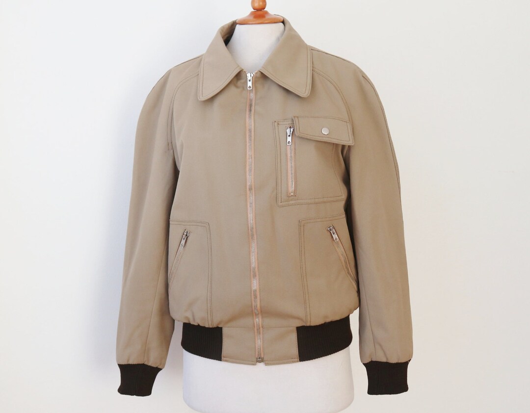 70s Sand Colored Bomber Jacket // Melka // Lined // Men Size 50 // Made ...