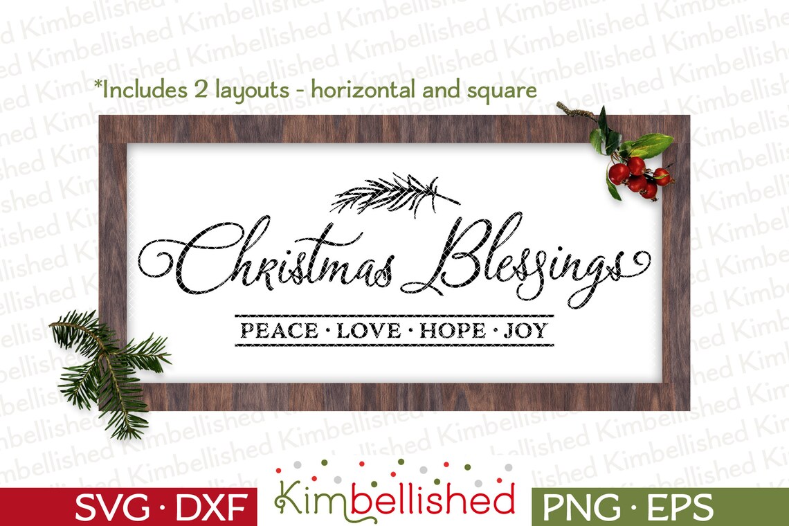 Christmas Blessings SVG DXF Digital Cut Files | Etsy