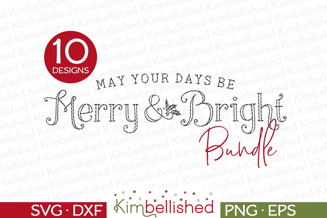 Merry and Bright Christmas Bundle SVG DXF Digital Cut Files - Etsy