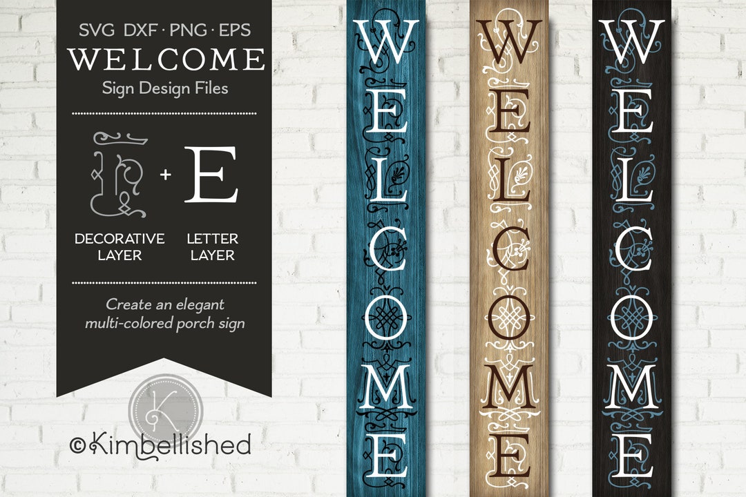 WELCOME - Vertical Sign SVG DXF Digital Cut Files - Etsy