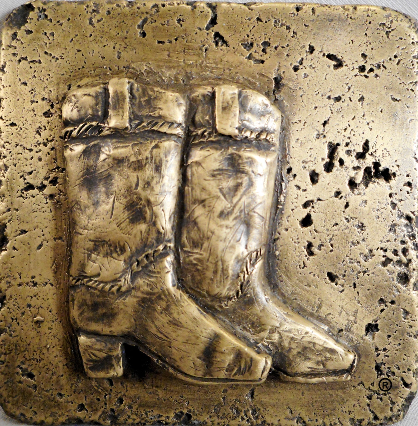 Western Brass boots 4x4 Decorative Metal Wall - Etsy