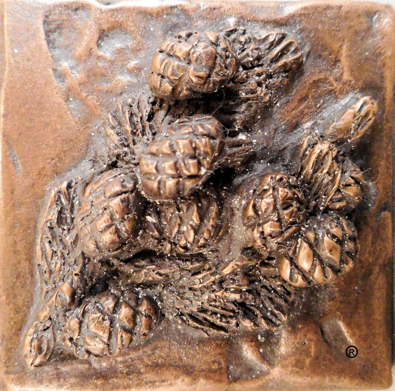 Bronze Pinecones Decorative Dot by Metal Tile Arts. | Etsy