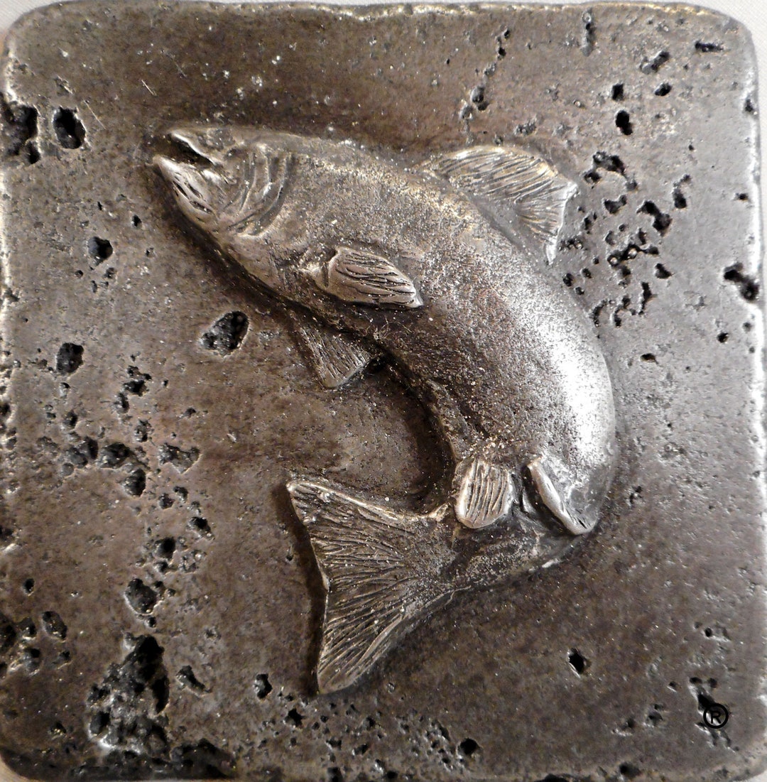 Pewter 4"x4" Decorative Trout Tile - Etsy