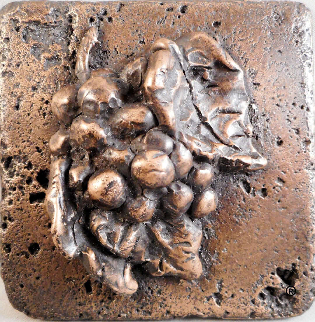 Bronze 4"x4" Grapes One Decorative Metal Wall Tile - Etsy
