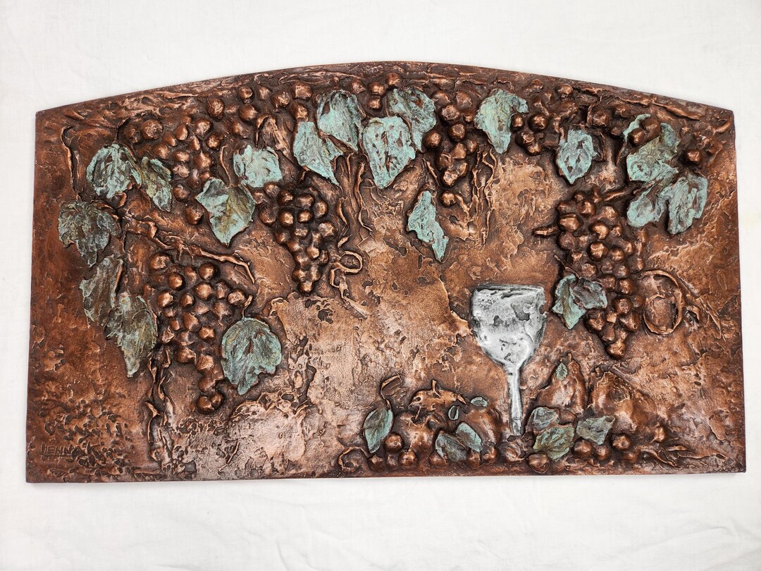 Grapes & Leaves Backsplash Mural in Copper - Etsy