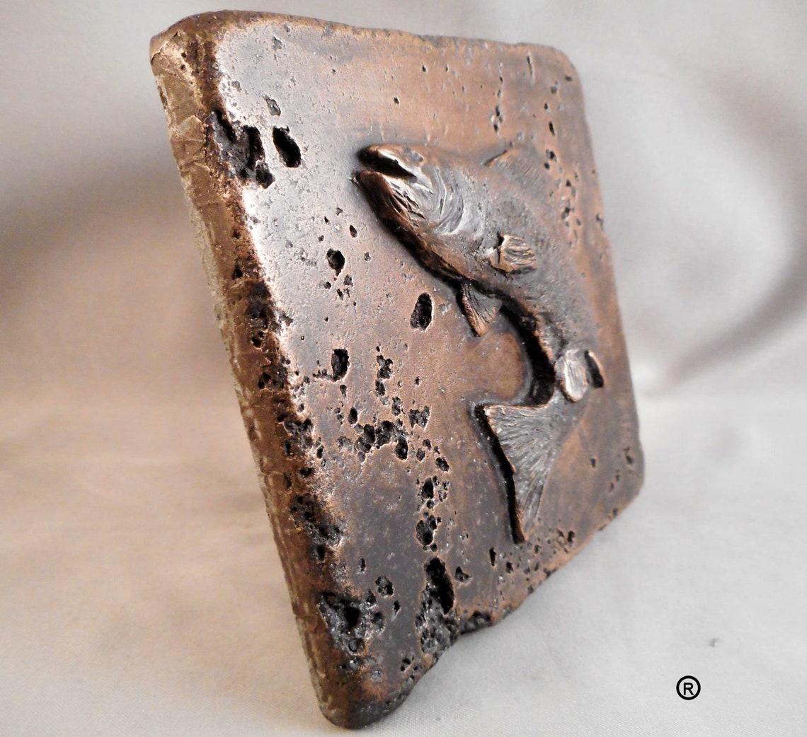 Bronze Trout, 4"x4" Decorative Wall Tile - Etsy
