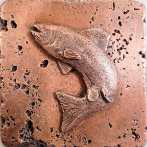 Copper Trout 4"x4" Decorative Metal Tile - Etsy