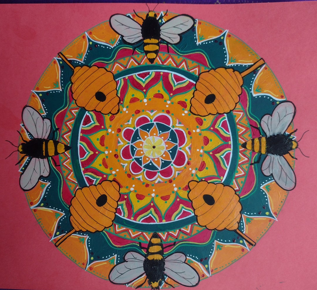 Bee Mandala Acrylic Painting - Etsy