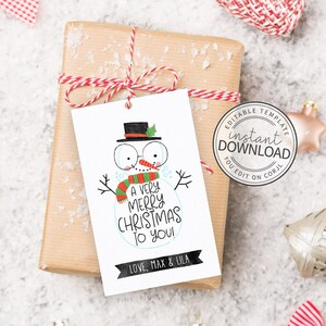 Christmas Gift Tags Printable, Editable Christmas Favor Tags, Merry ...