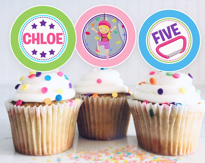 Rock Climbing Cupcake Toppers Printable, Rock Climbing Birthday, Rock ...