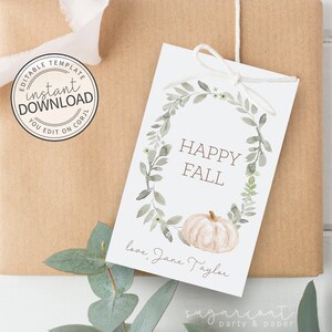 Pumpkin Favor Tag, Fall Thank You Tag, Fall Favor Tag, Happy Fall Tags ...