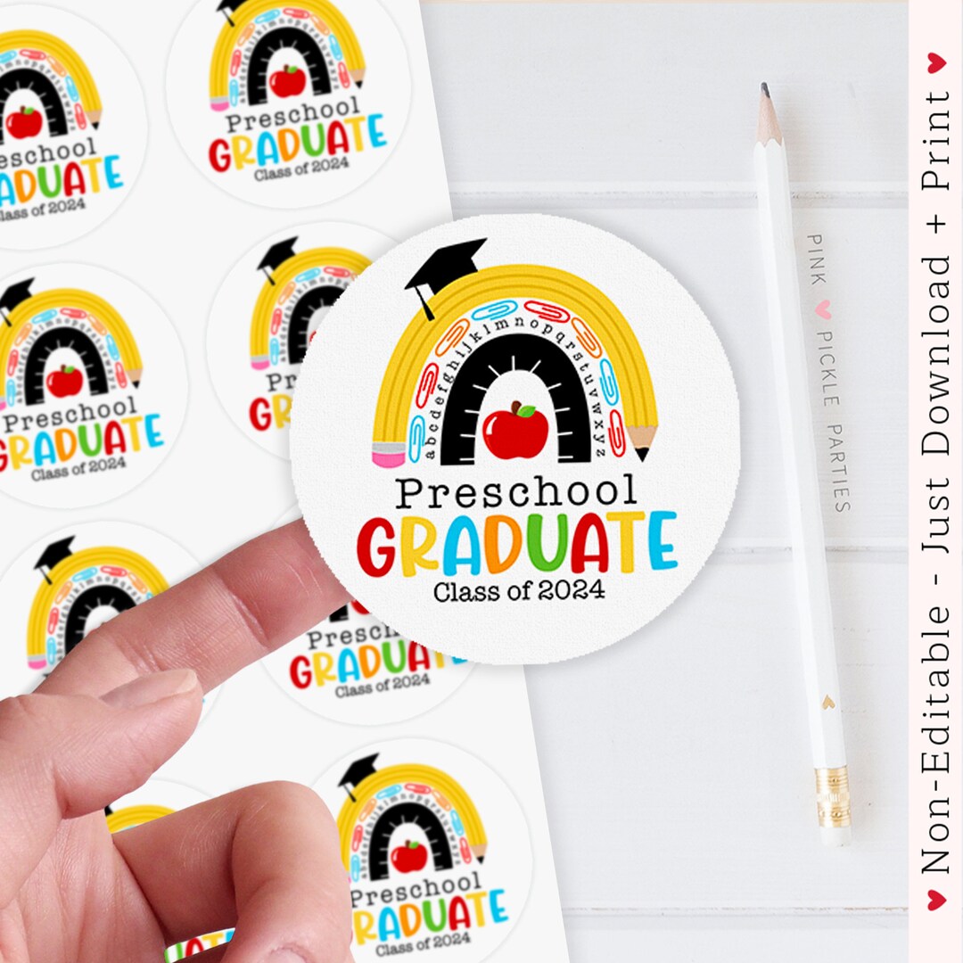Printable Preschool Graduation Sticker, Graduation Favor Tags ...