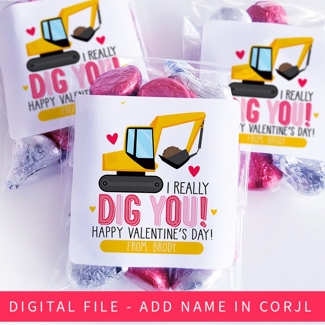 Printable I Dig You Valentines Day Tag, Construction Valentine Exchange ...