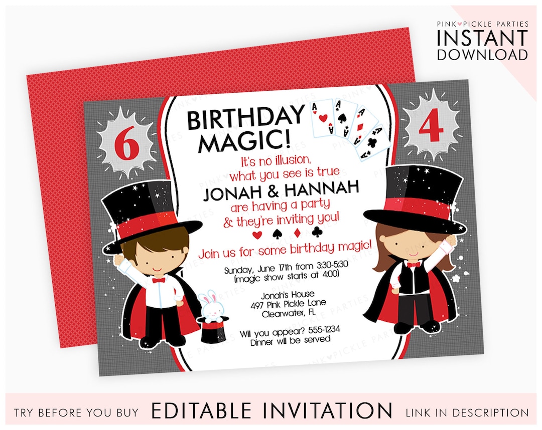 Magic Invitation Magic Birthday Party Magic Party - Etsy