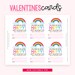 Rainbow Valentine's Day Cards for Kids. Valentine Rainbow Classroom ...