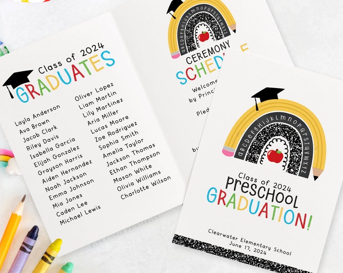 Preschool Graduation Program Template, Printable Graduation Program for ...