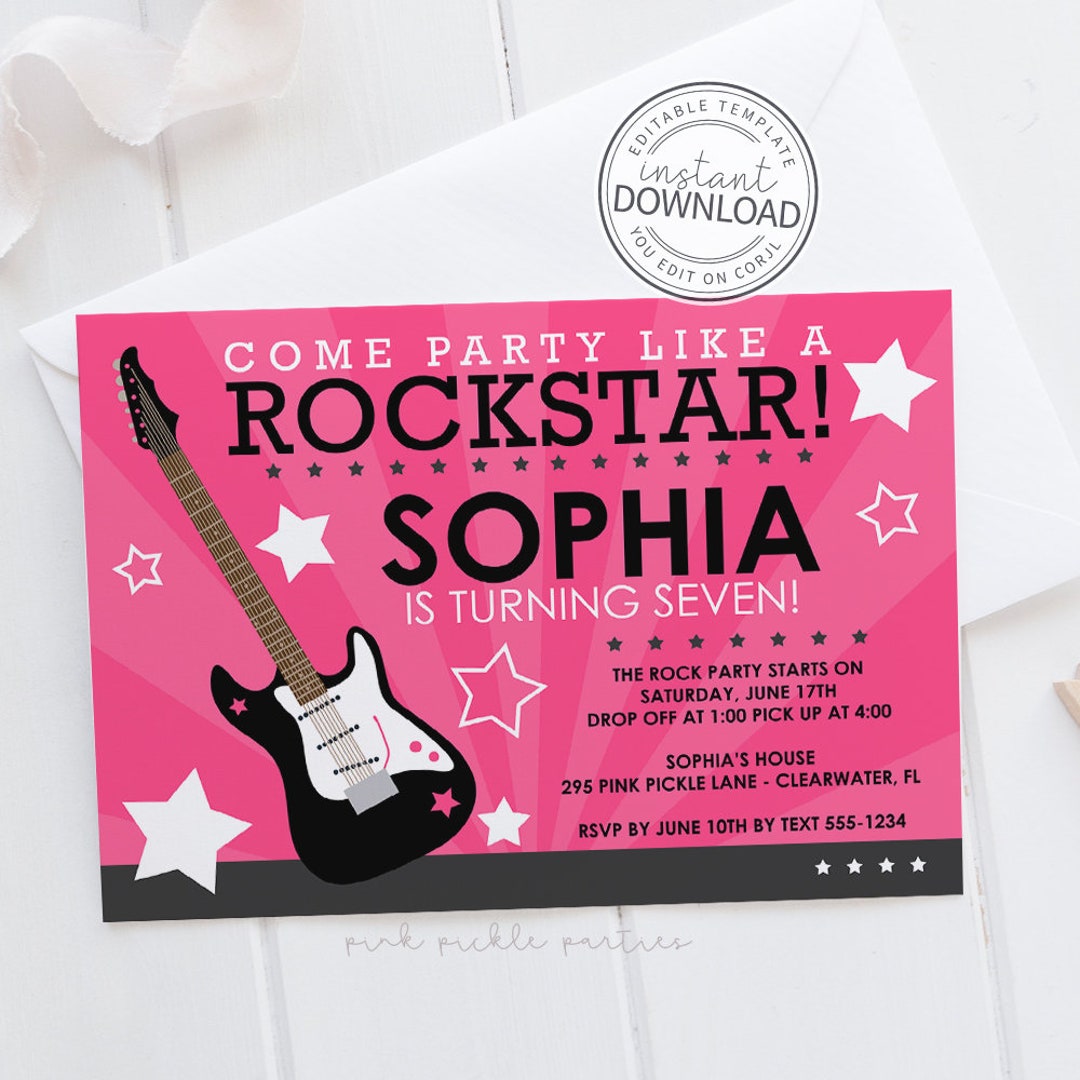 Rockstar Invitation, Rockstar Party, Rock Star Invitation, Rockstar ...