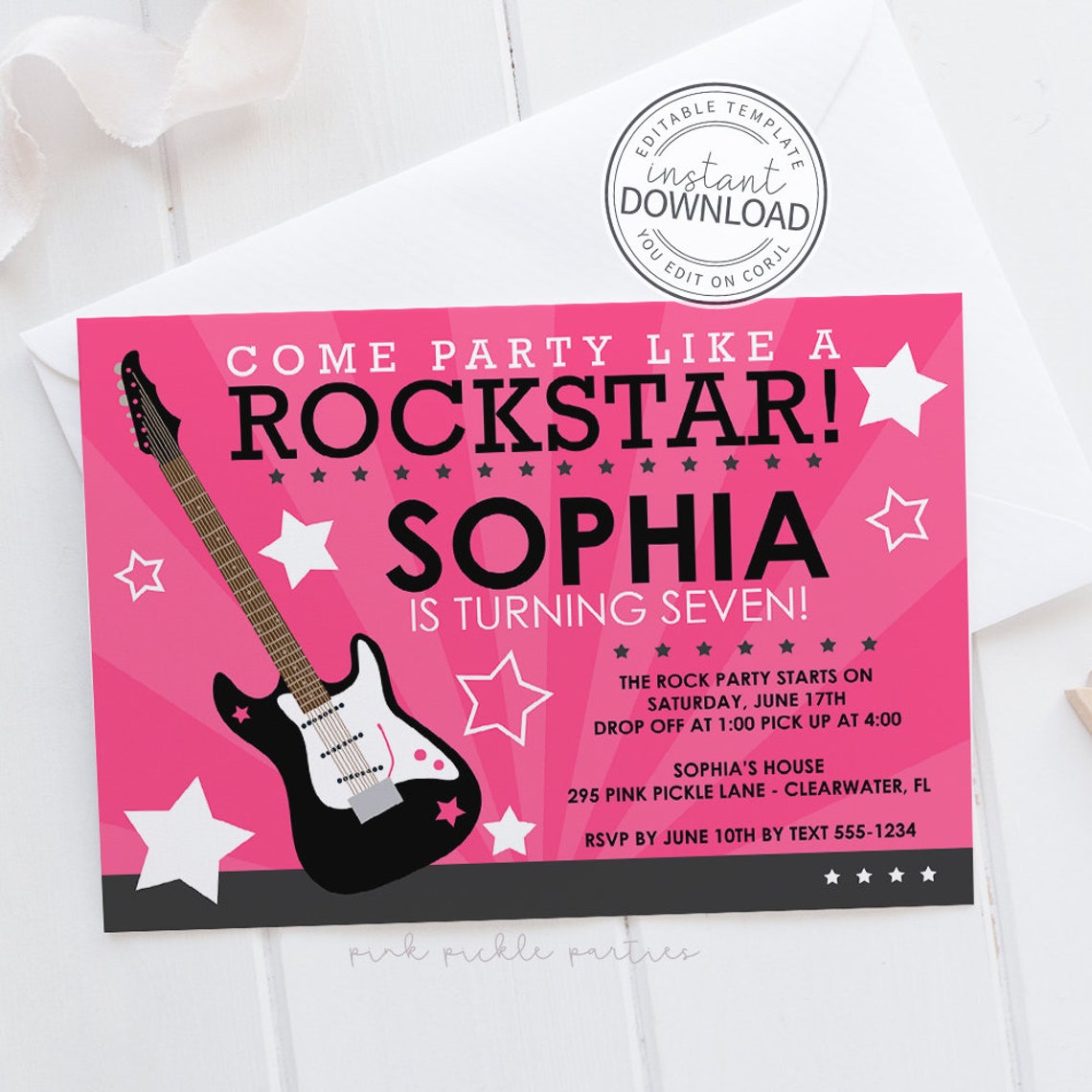 Rockstar Invitation, Rockstar Party, Rock Star Invitation, Rockstar ...