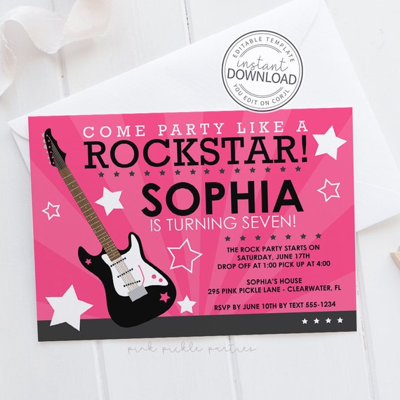 Rockstar Invitation Rockstar Party Rock Star Invitation | Etsy