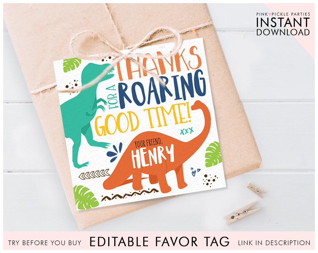 Dinosaur Favor Tags, Dinosaur Favor Stickers, Dinosaur Tag, Dinosaur ...