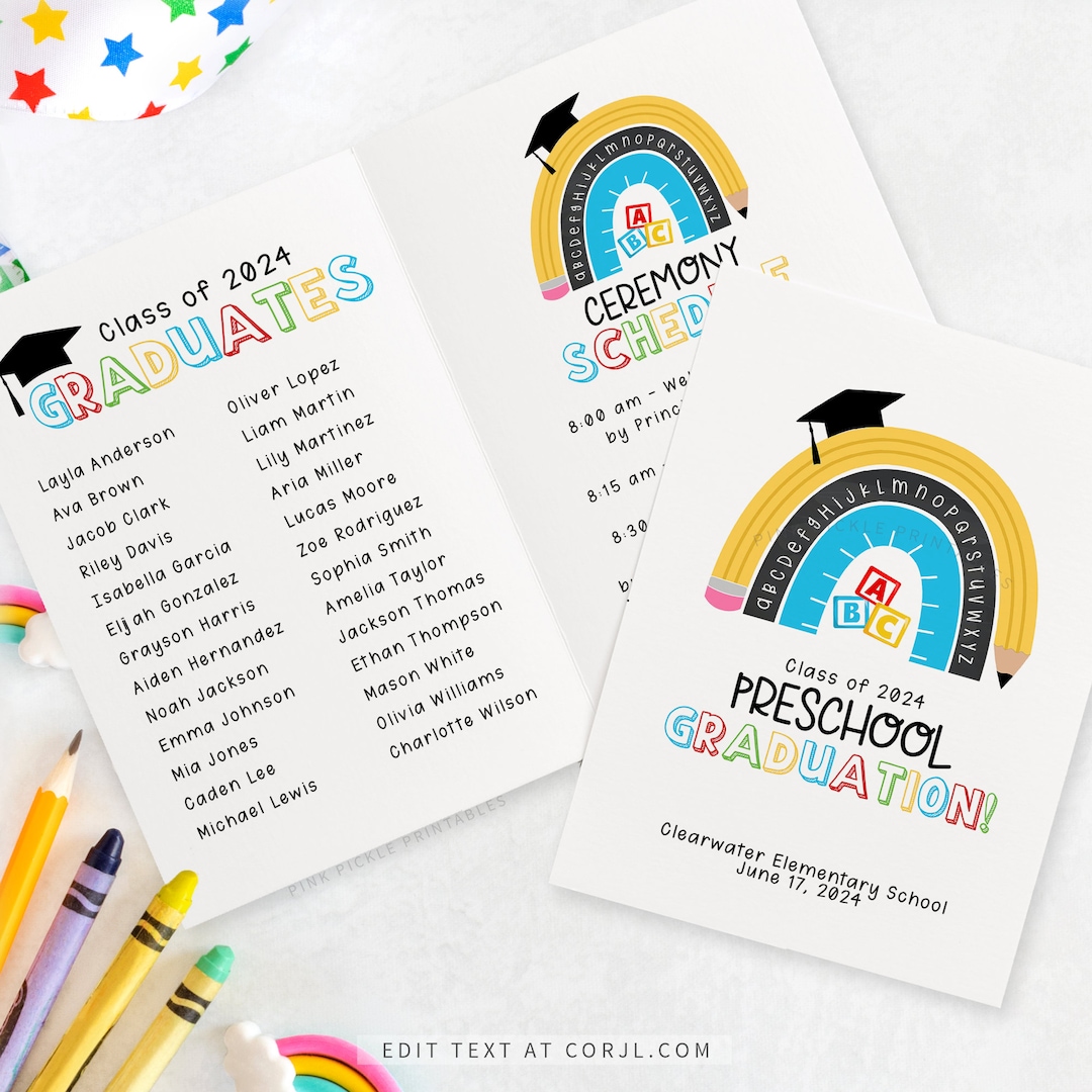 Graduation Program for Preschool, Preschool Graduation Program Template ...