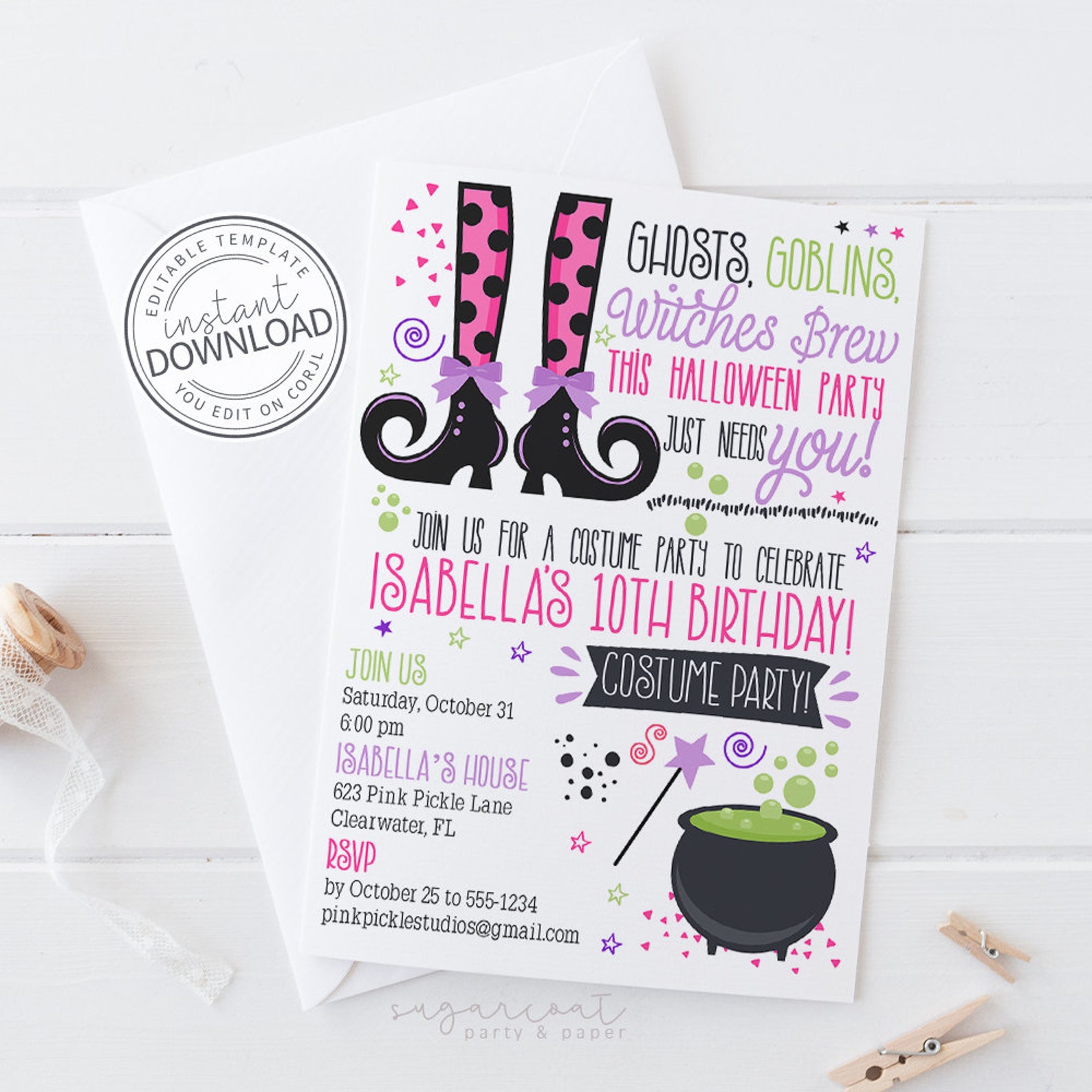 Witch Invitation Witch Party Witch Birthday Witch Birthday | Etsy