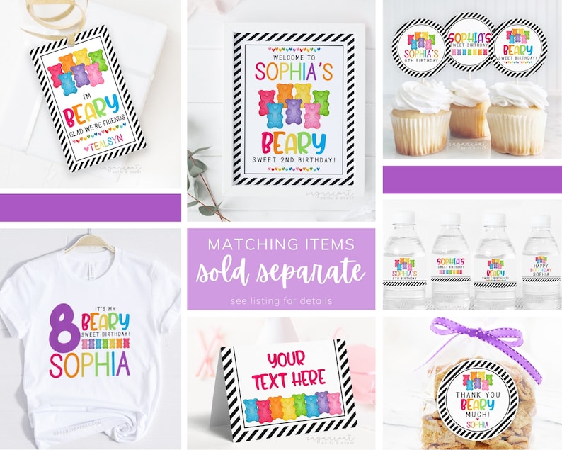 Gummy Bear Favor Tag Gummy Bear Thank You Tag Candy Tag - Etsy