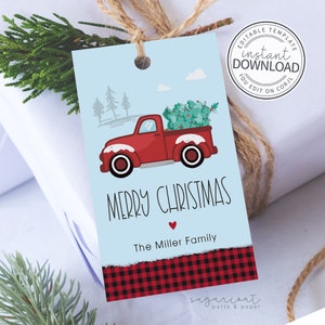 Christmas Gift Tags Printable, Editable Christmas Favor Tags, Merry ...