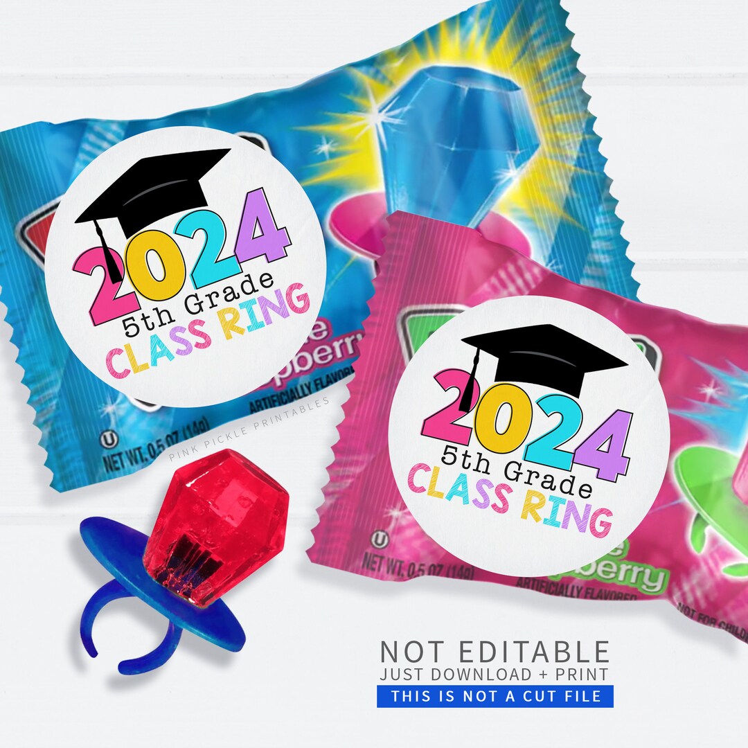 Printable Class Ring Stickers for Ring Pop, Fifth Grade Class Ring ...