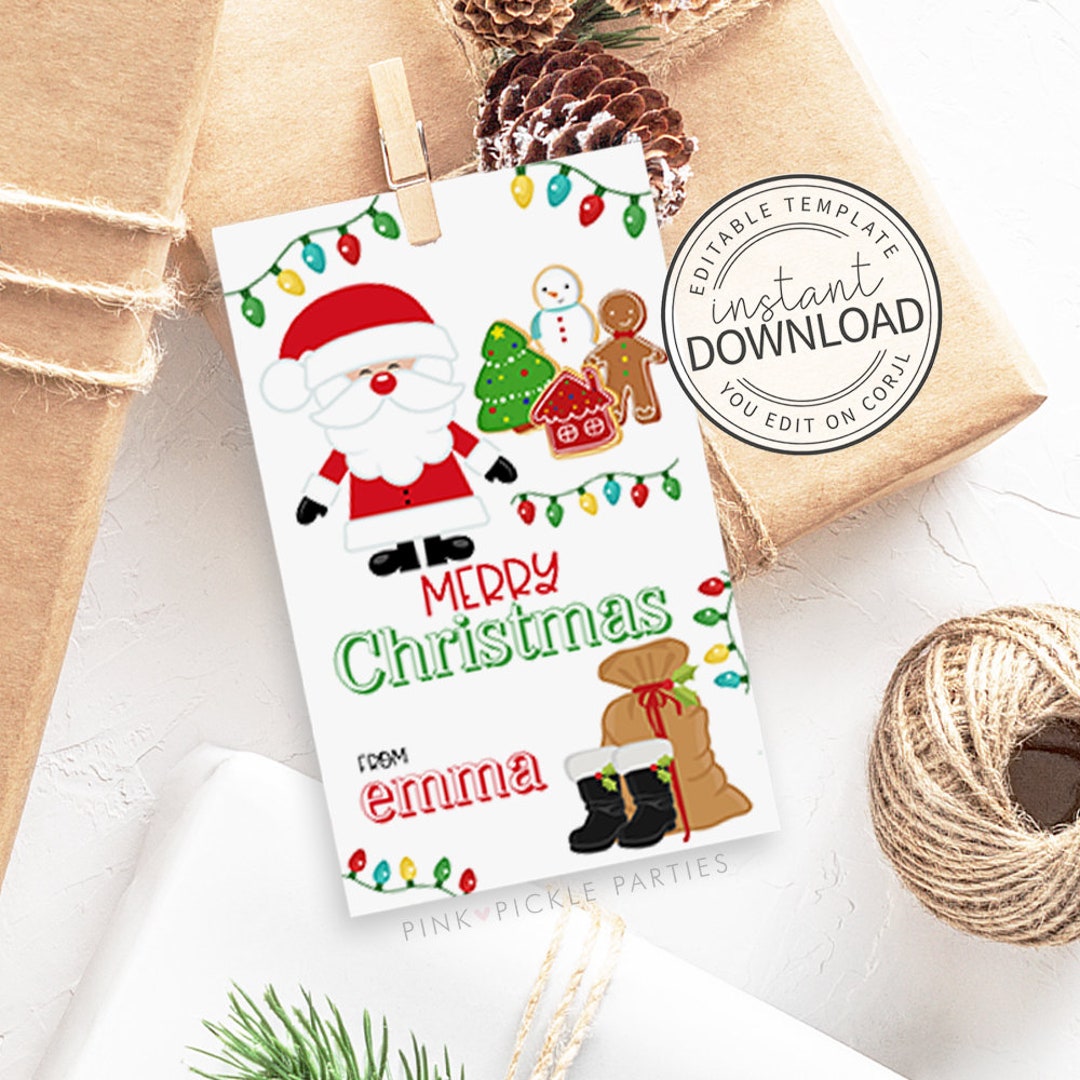 Editable Christmas Gift Tags, Donuts With Santa Gift Tags, Santa Tags ...